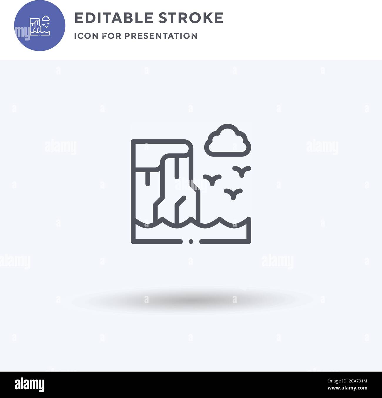 Cliff icon vector, filled flat sign, solid pictogram isolated on white ...