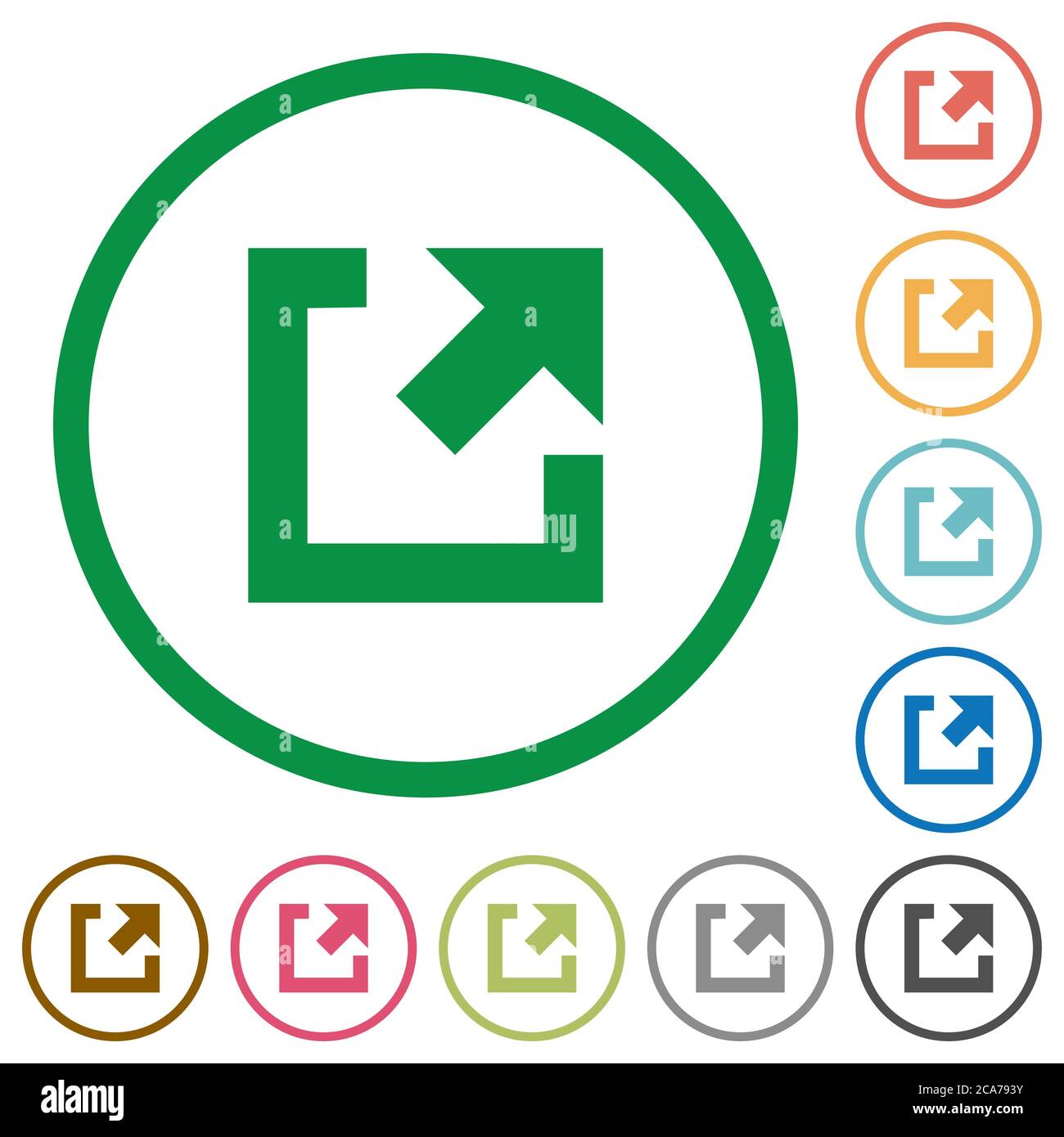 External link flat color icons in round outlines on white background ...