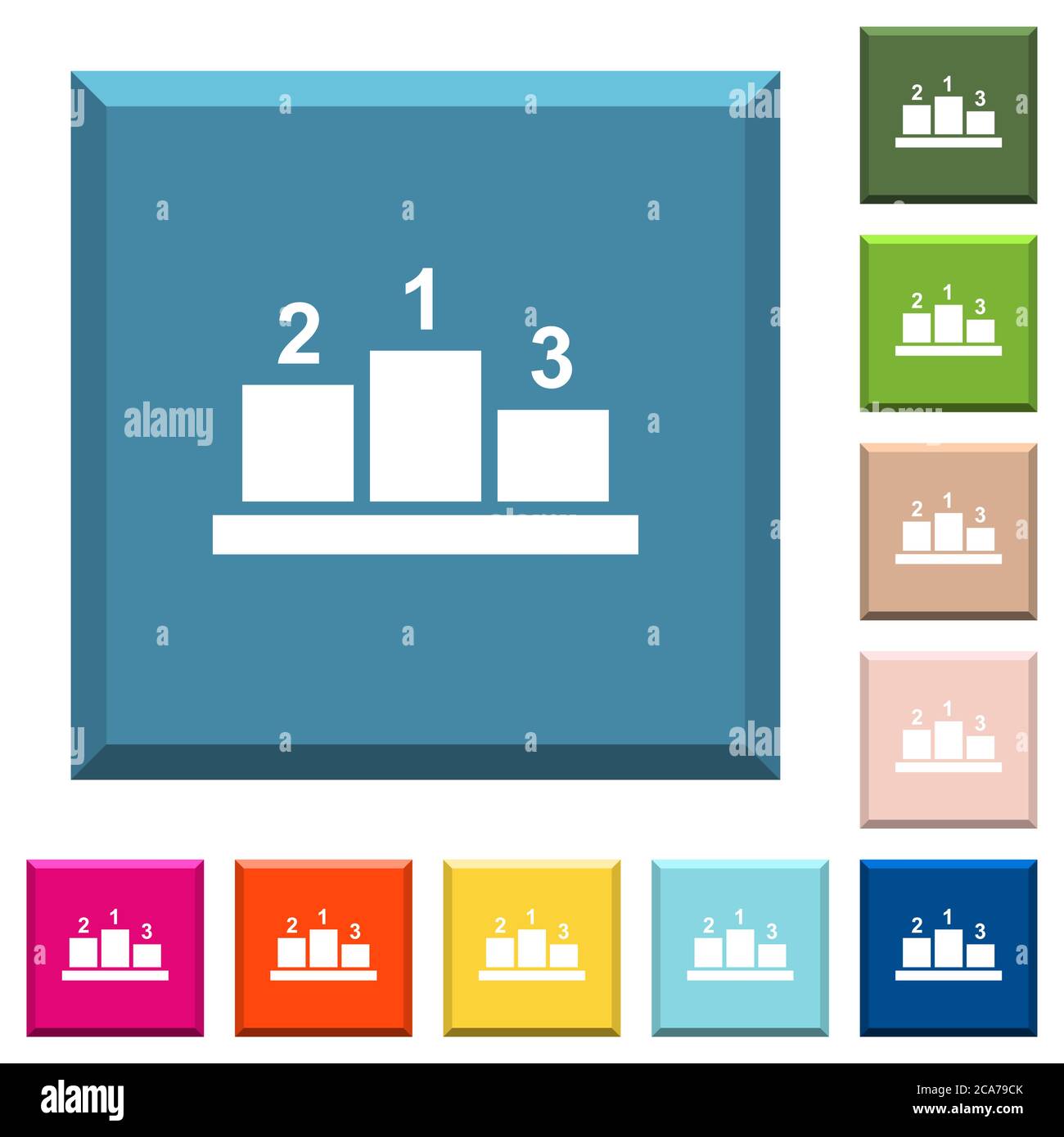 Winners podium with outside numbers white icons on edged square buttons ...