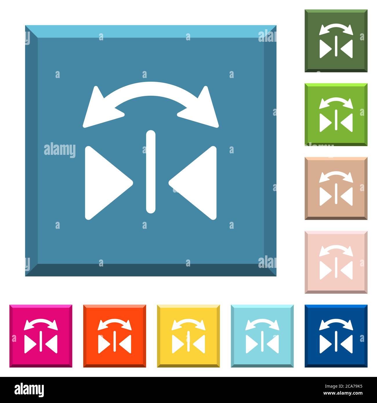 Horizontal flip white icons on edged square buttons in various trendy ...