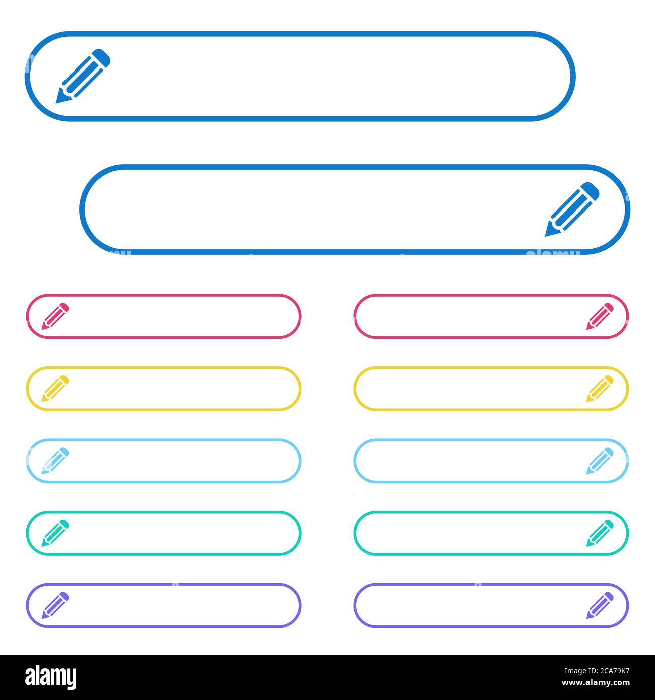 Single Pencil Icons In Rounded Color Menu Buttons Left And Right Side Icon Variations Stock