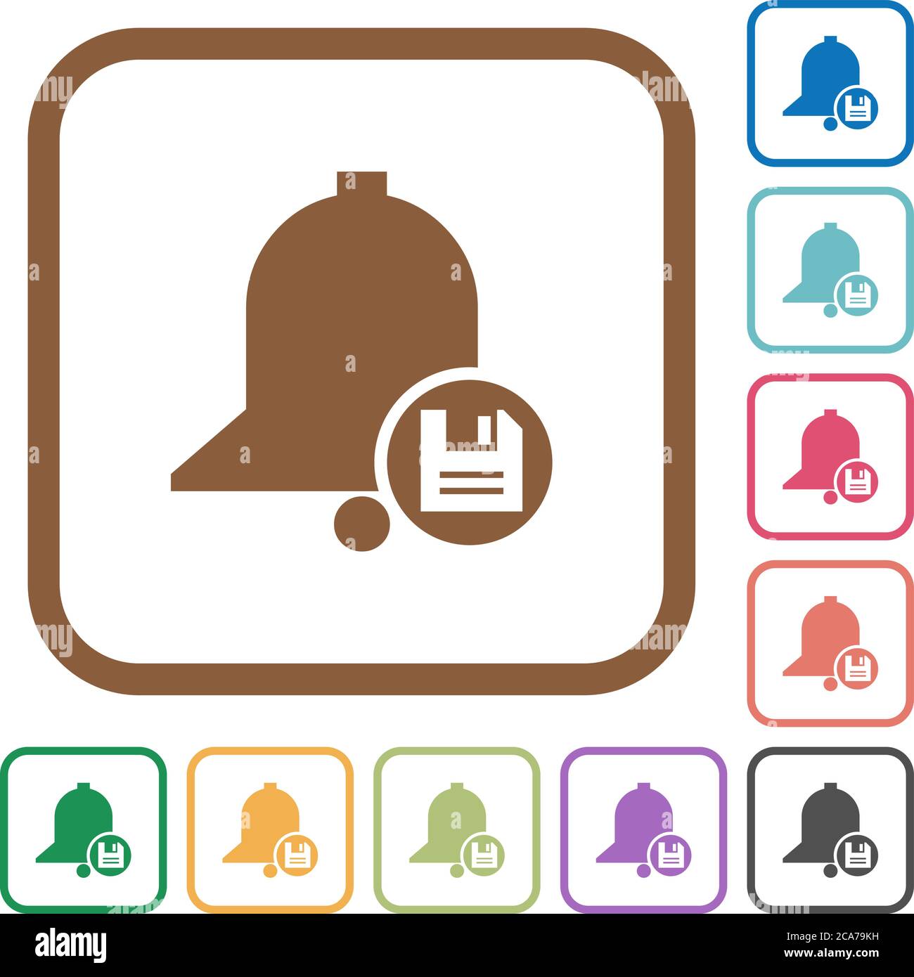 Save reminder simple icons in color rounded square frames on white ...