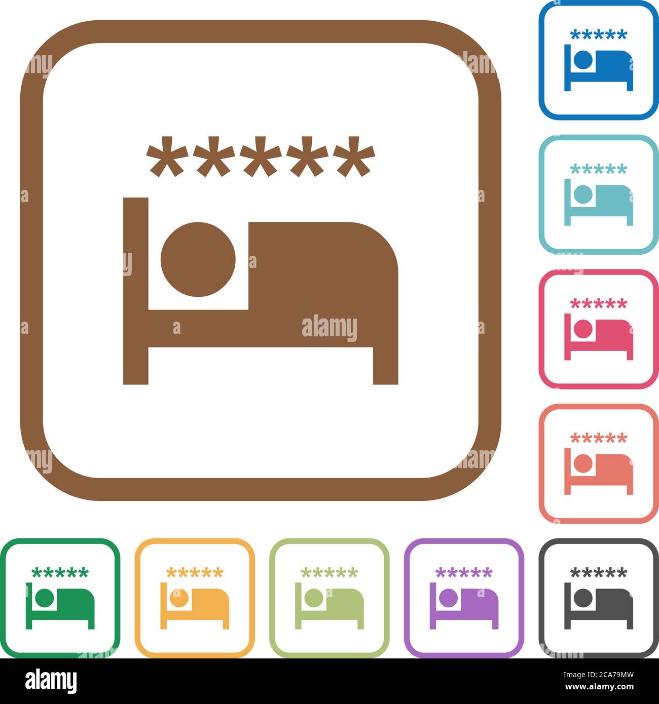 Luxury hotel simple icons in color rounded square frames on white ...