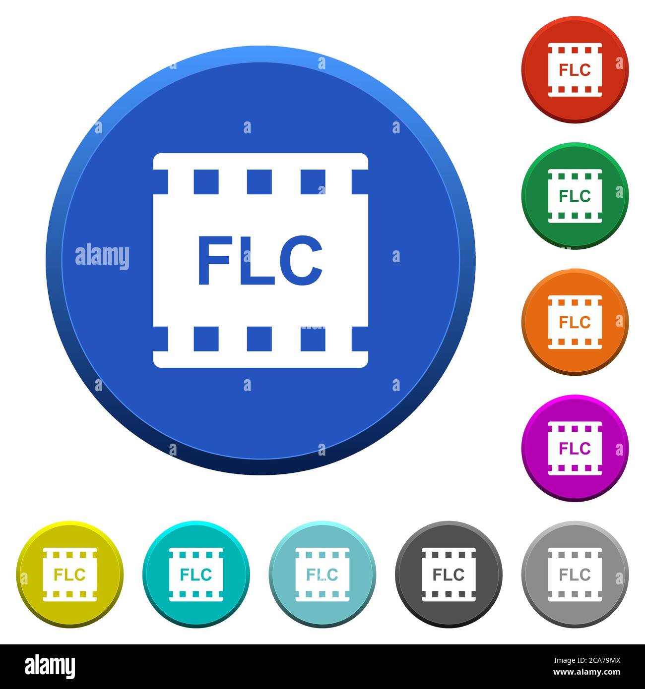 FLC movie format round color beveled buttons with smooth surfaces and ...