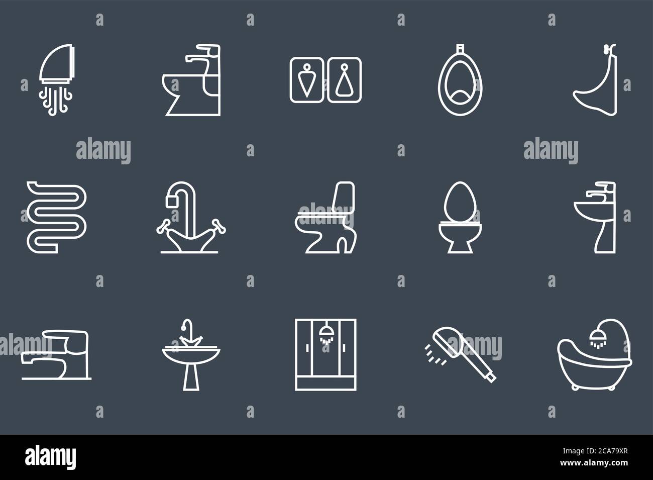 Sanitary engineering vector thin line related icon set for web and ...
