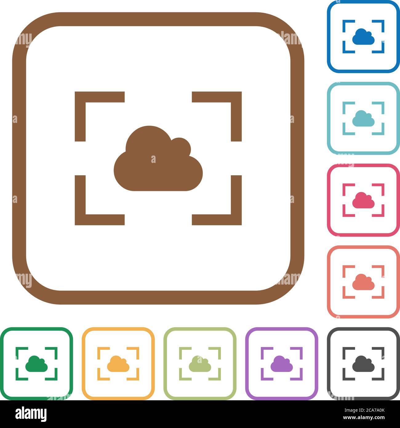 Camera white balance cloudy mode simple icons in color rounded square ...