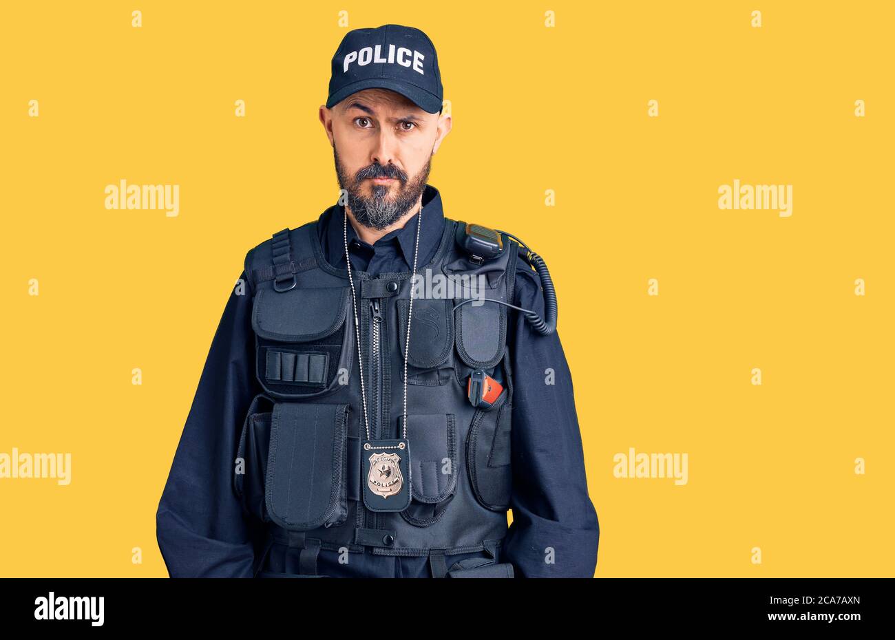 Policeman officer angry face cap hi-res stock photography and images ...
