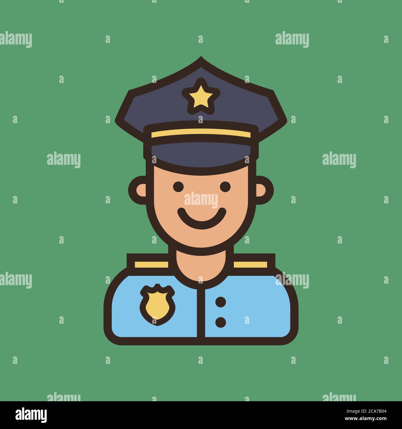 color icon of a good cop on a green background. Flat character vector ...