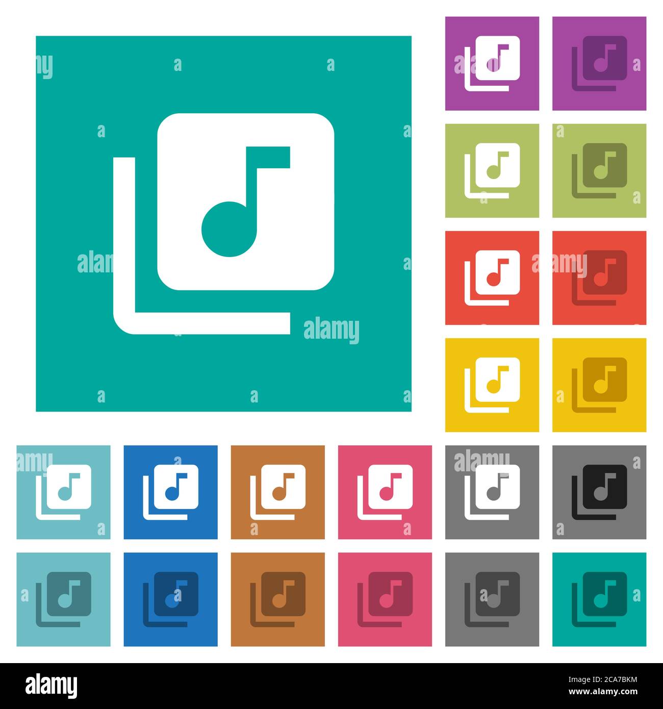 Music library multi colored flat icons on plain square backgrounds ...