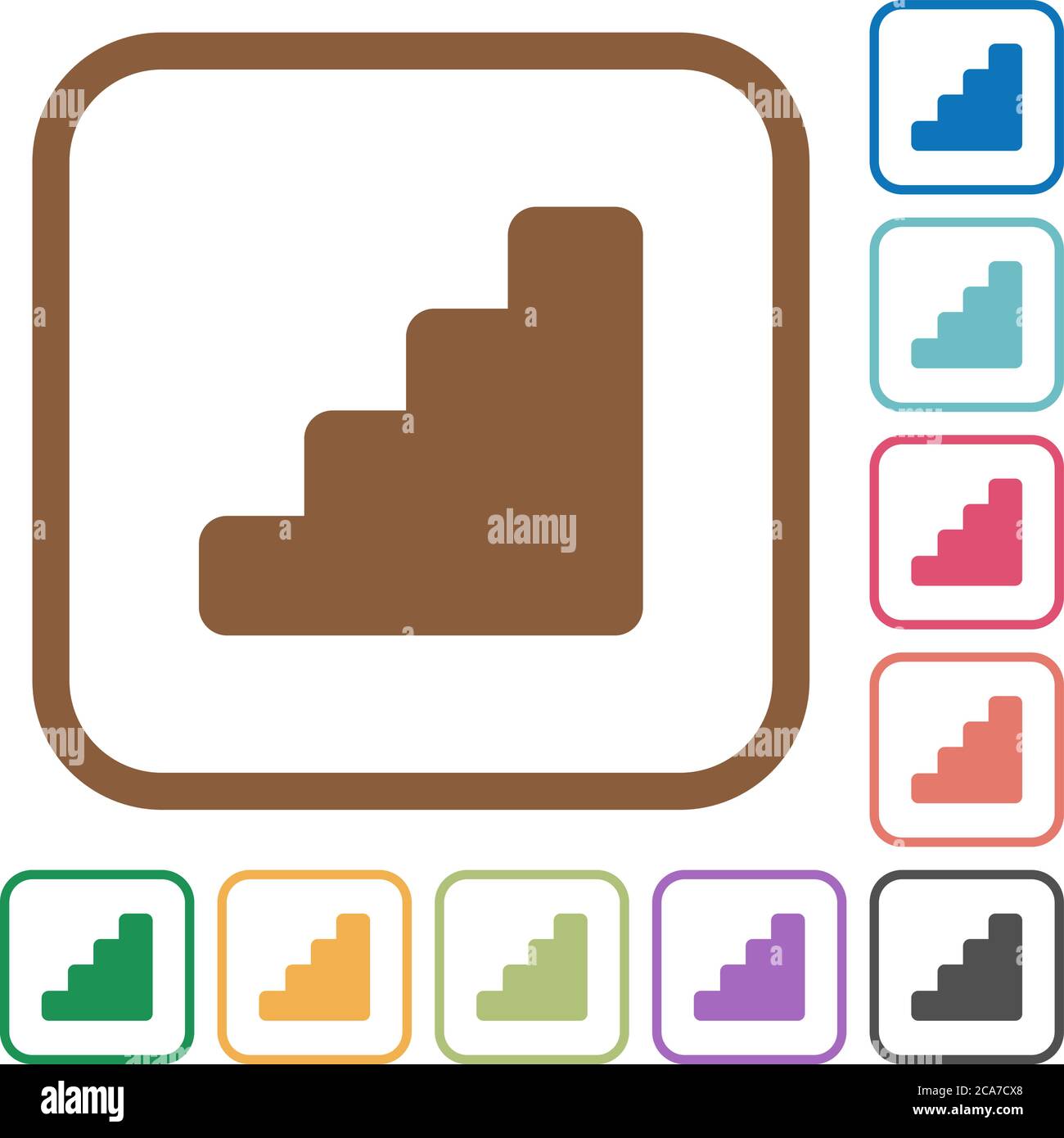 Stairs simple icons in color rounded square frames on white background Stock Vector Image & Art ...