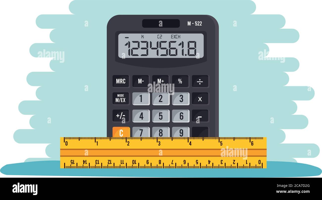 calculator math device with rule supplies vector illustration design ...