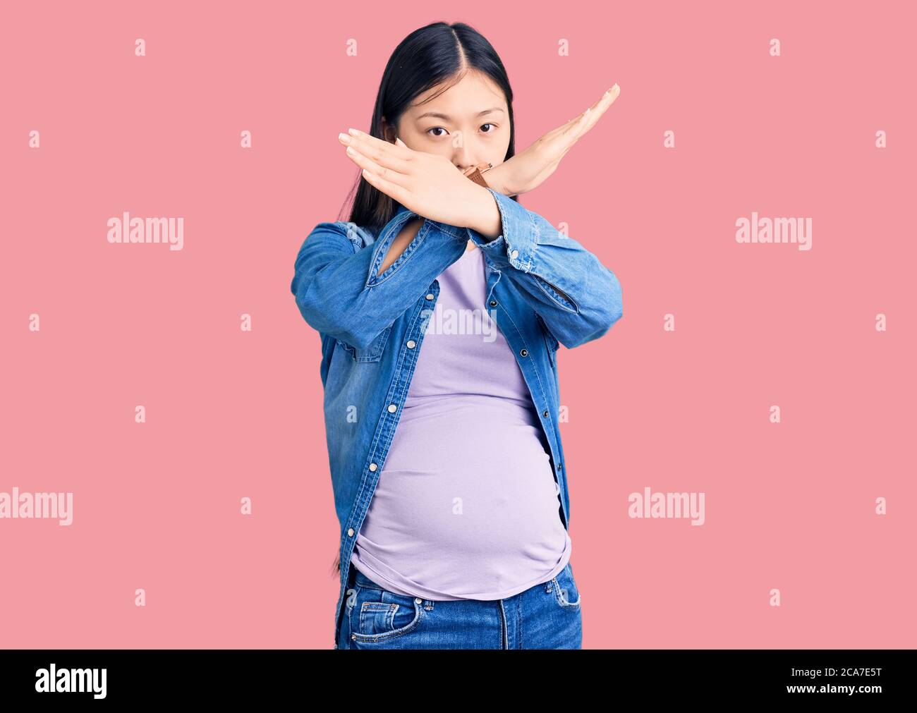 Young beautiful chinese woman pregnant expecting baby rejection ...