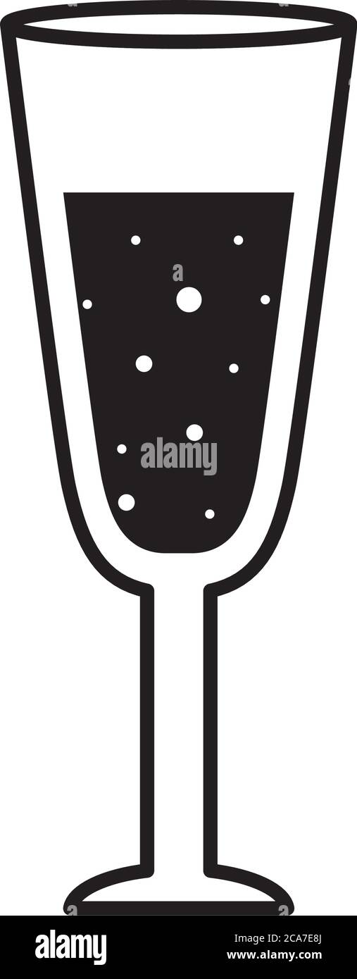 champagne glass cup silhouette style icon design, Alcohol drink bar and ...