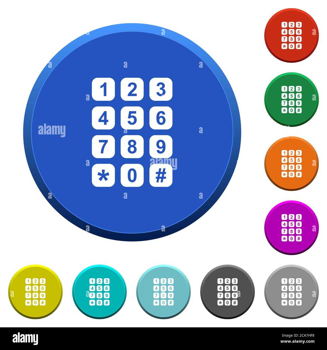 Numeric keypad round color beveled buttons with smooth surfaces and ...