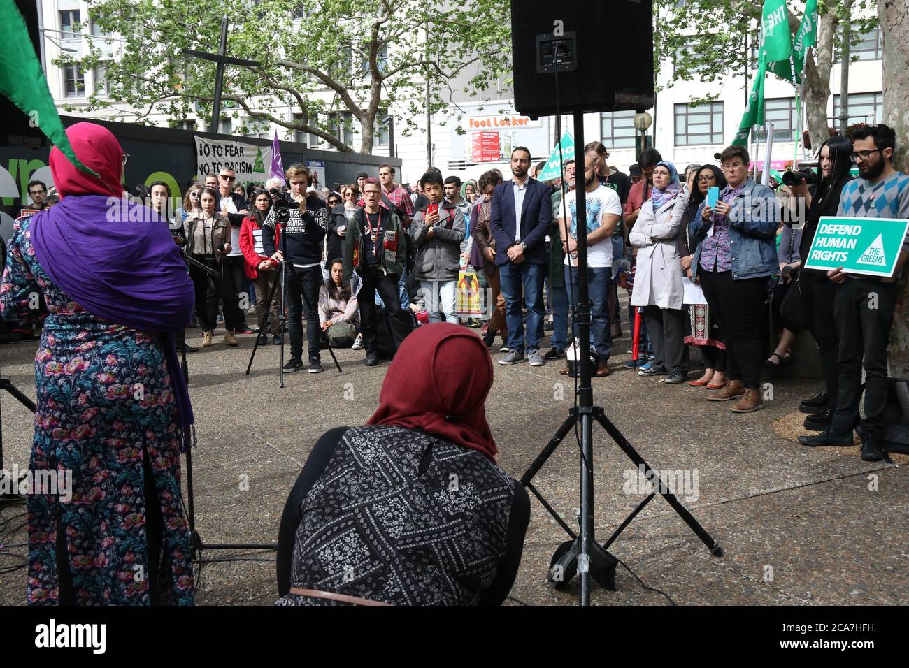 Lydia Shelly speaks at a rally against racism in Sydney, Australia ...