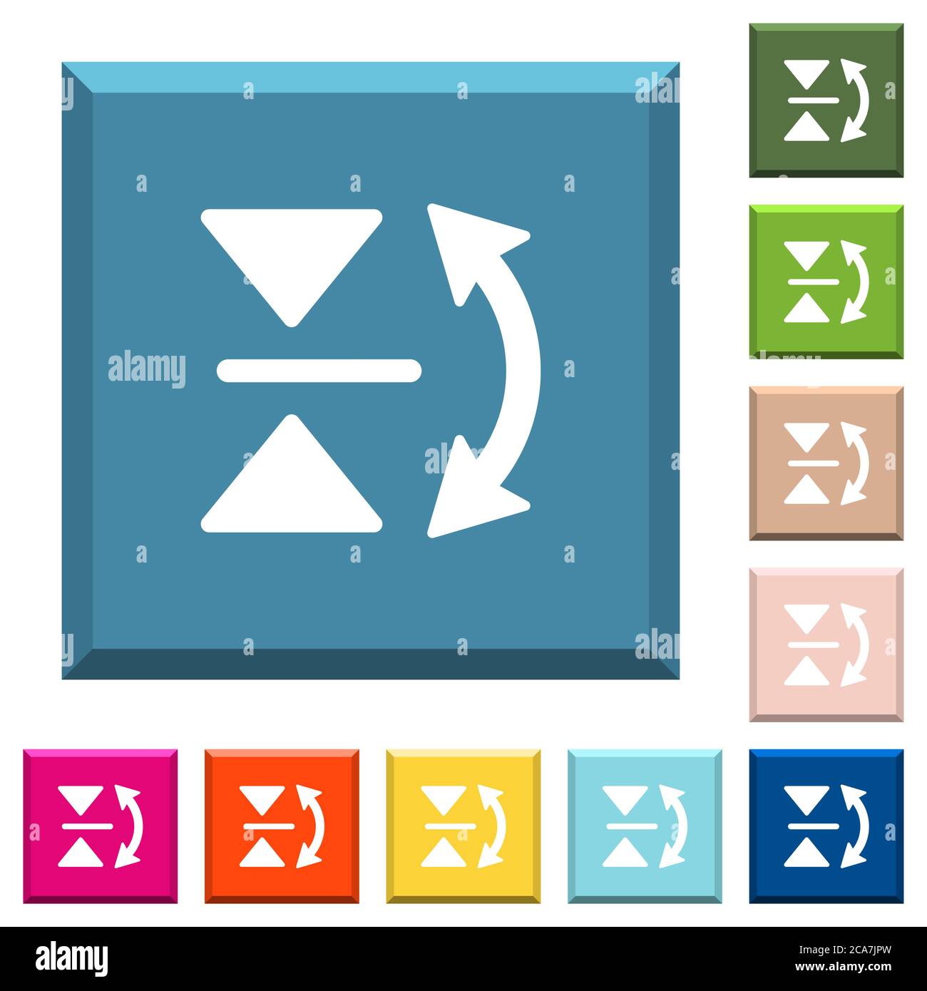 Vertical flip white icons on edged square buttons in various trendy ...