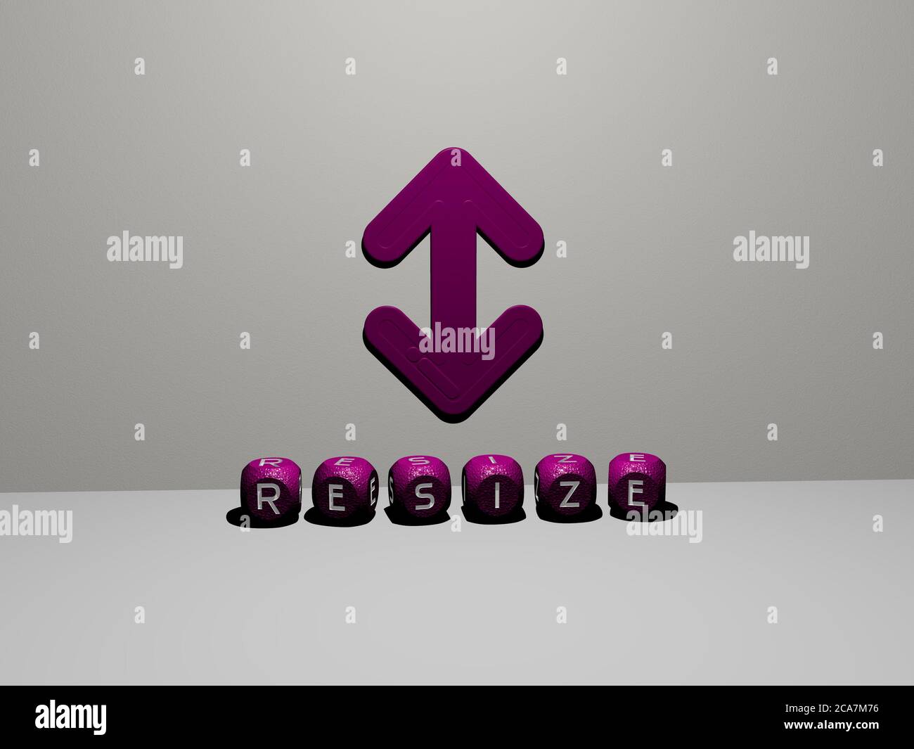 3D graphical image of RESIZE vertically along with text built by ...