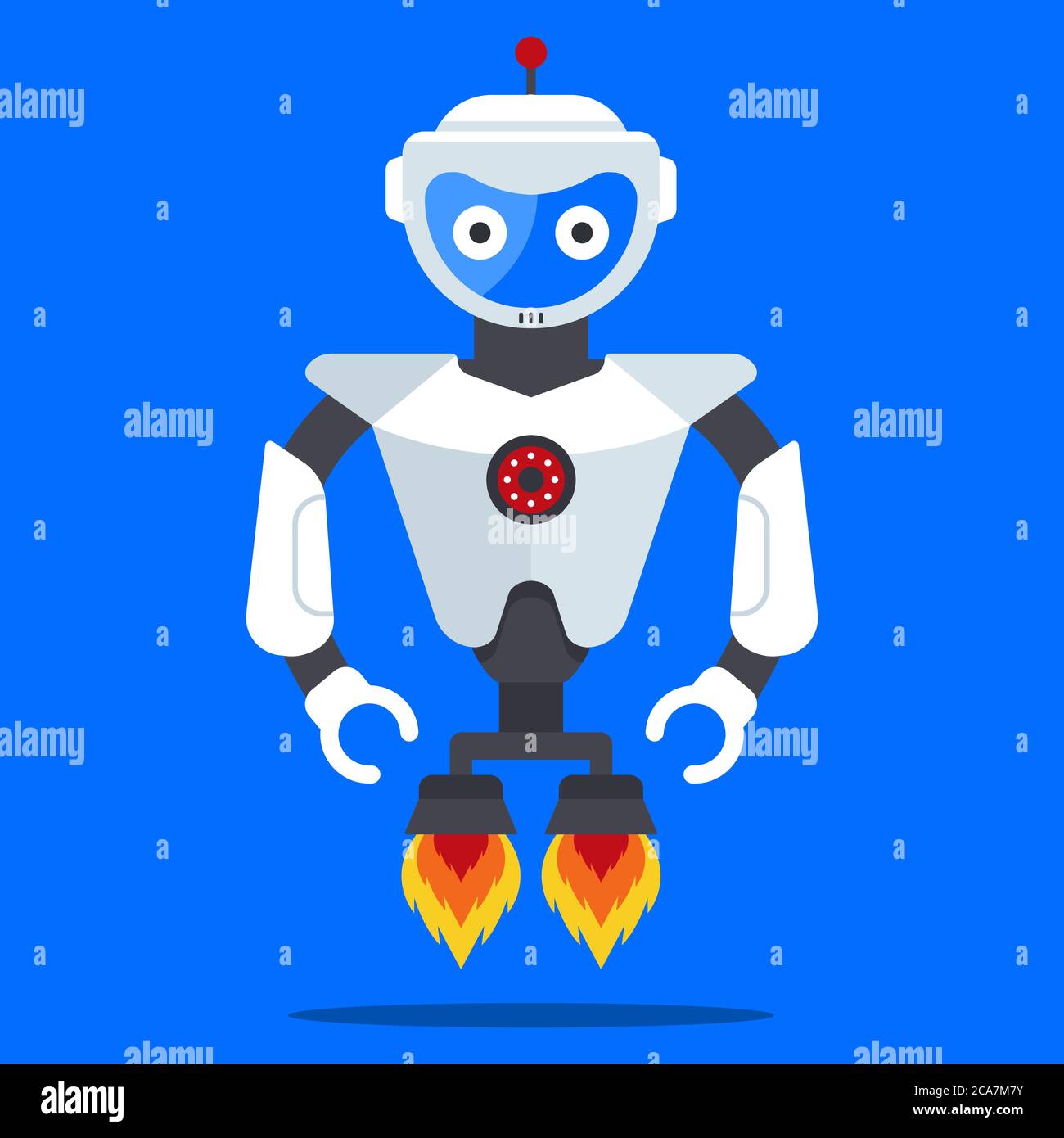 flying robot from the future. modern and fashionable humanoid. Flat ...