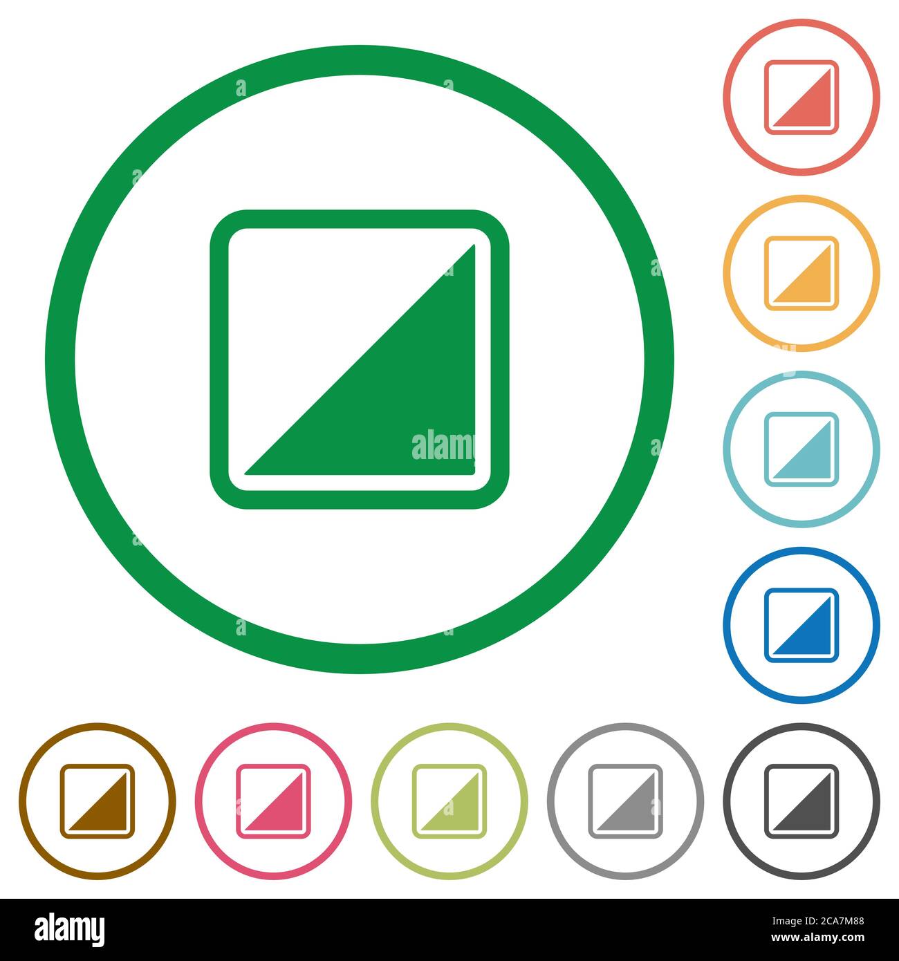 Invert object flat color icons in round outlines on white background ...