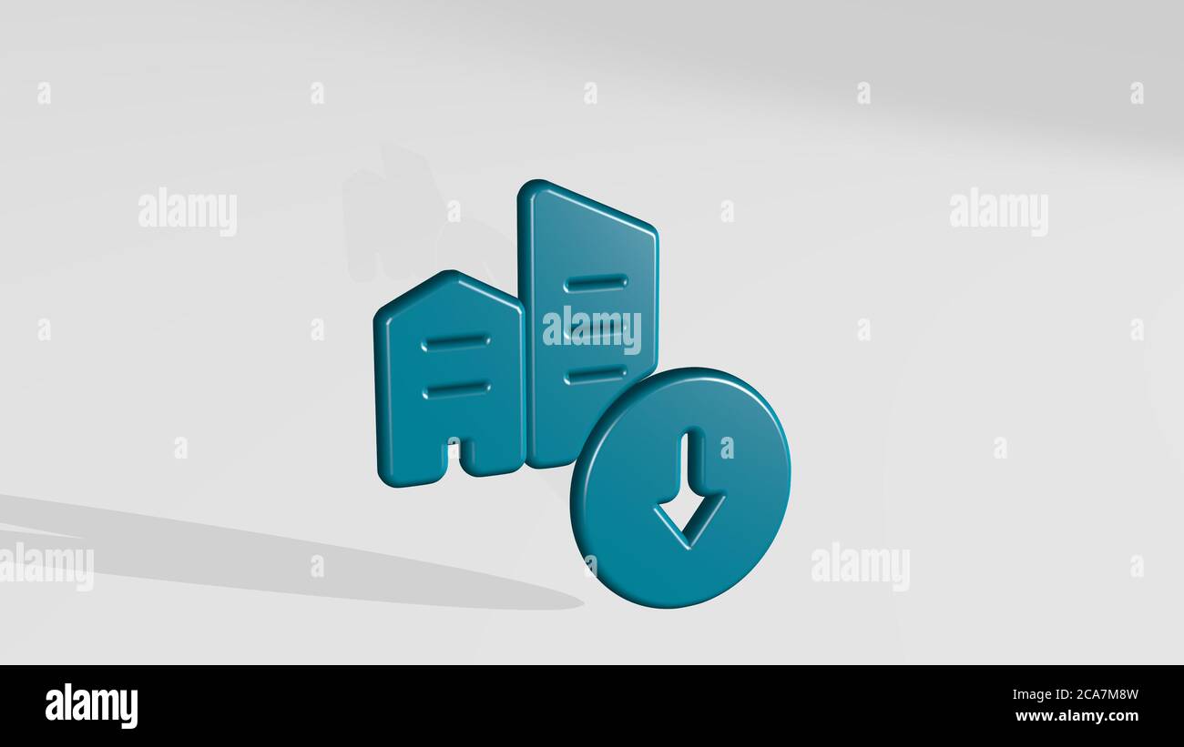 real estate action building download stand with shadow. 3D illustration ...