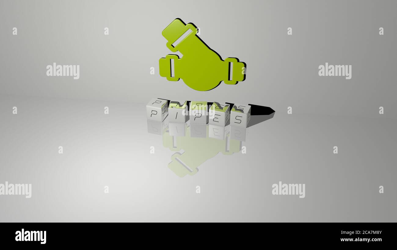 3D illustration of PIPES graphics and text made by metallic dice ...