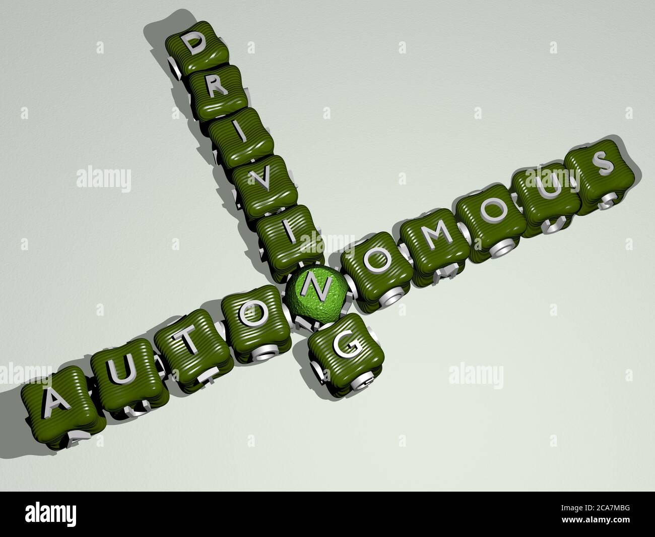 combination of AUTONOMOUS DRIVING built by cubic letters from the top ...