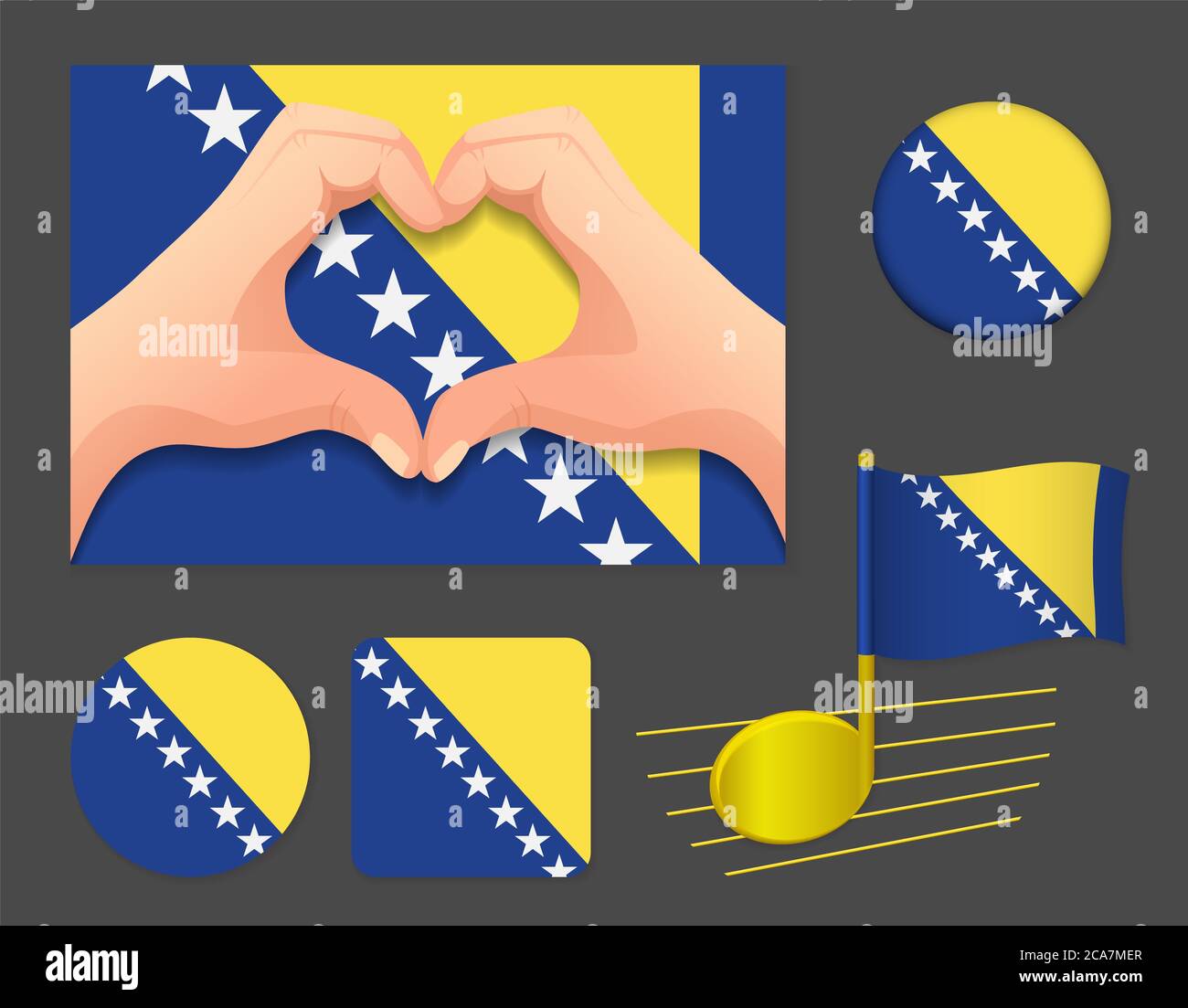 Bosnia and Herzegovina flag icon. National flag of Bosnia and ...