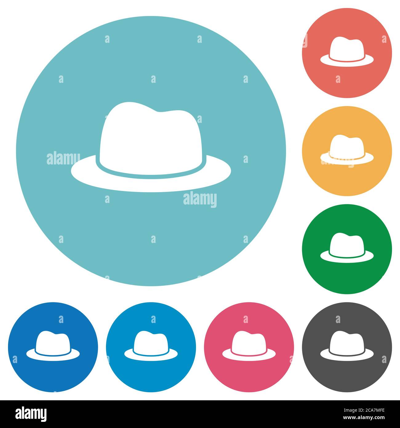 Single Hat flat white icons on round color backgrounds Stock Vector ...