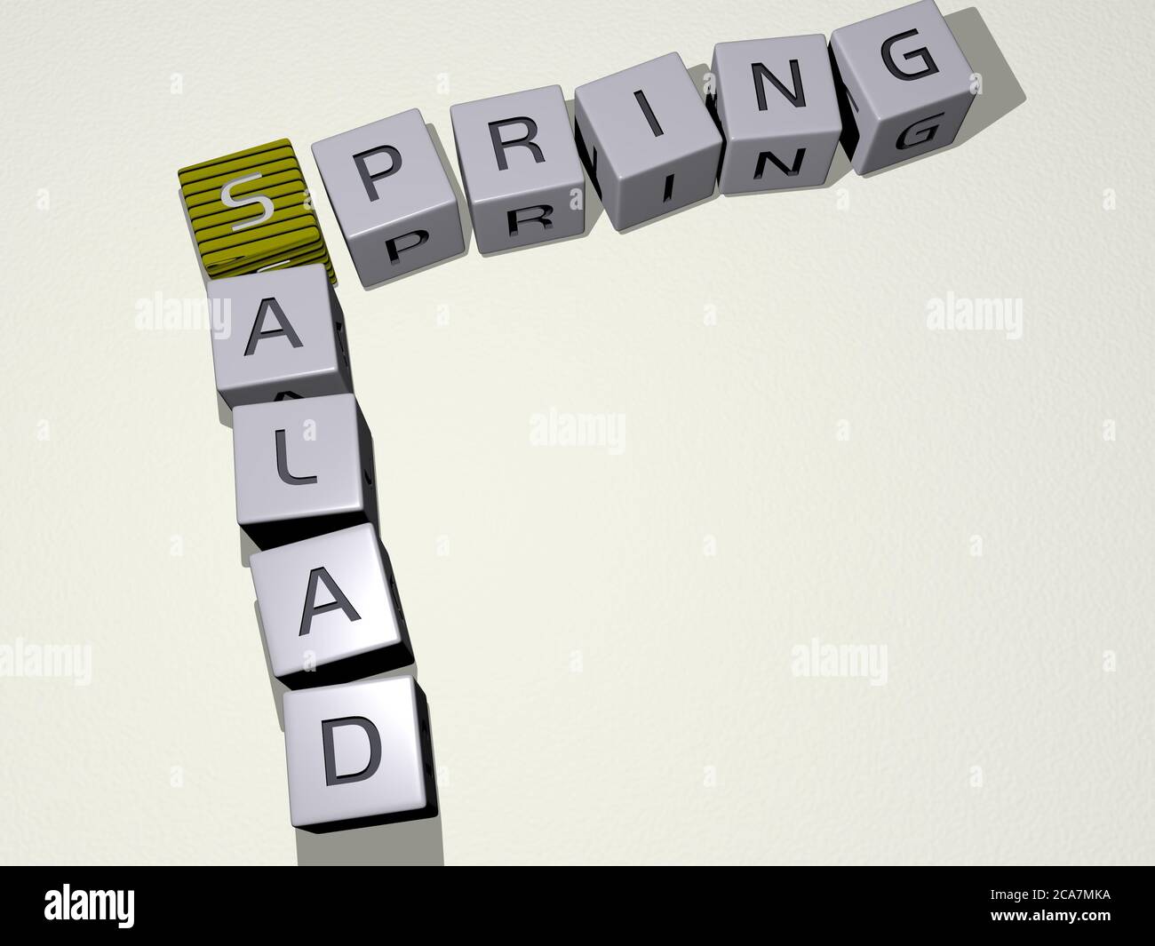 crosswords of spring: spring salad arranged by cubic letters on a ...
