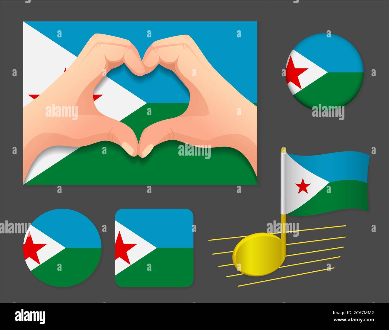 Djibouti flag icon. National flag of Djibouti illustration Stock Photo ...