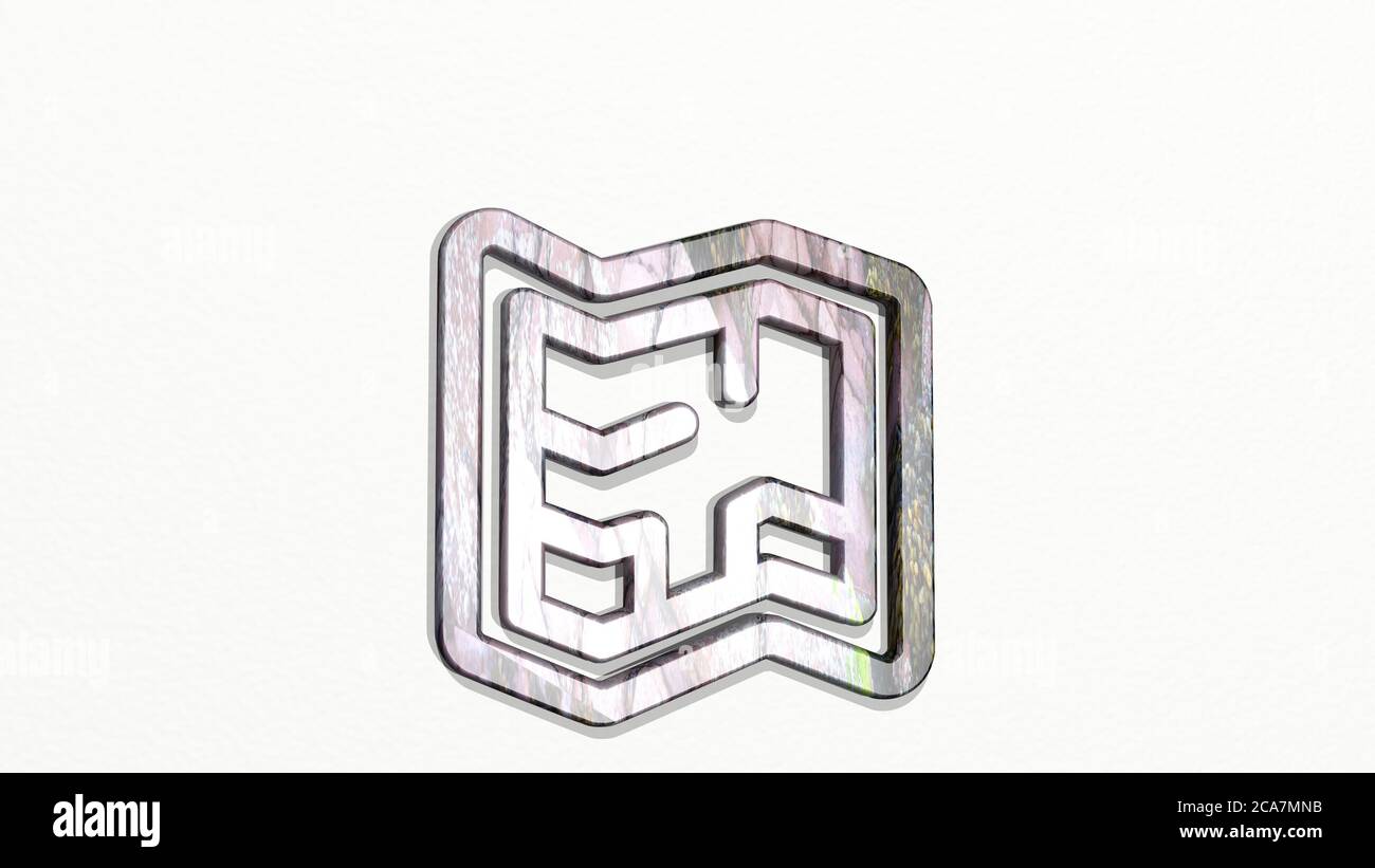 REAL ESTATE DIMENSIONS MAP made by 3D illustration of a shiny metallic ...