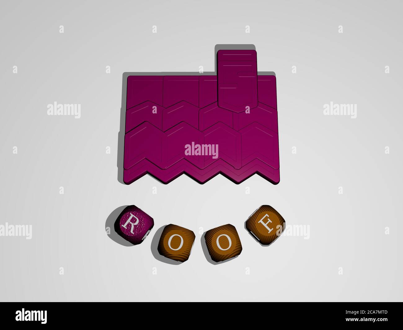 3D representation of roof with icon on the wall and text arranged by ...