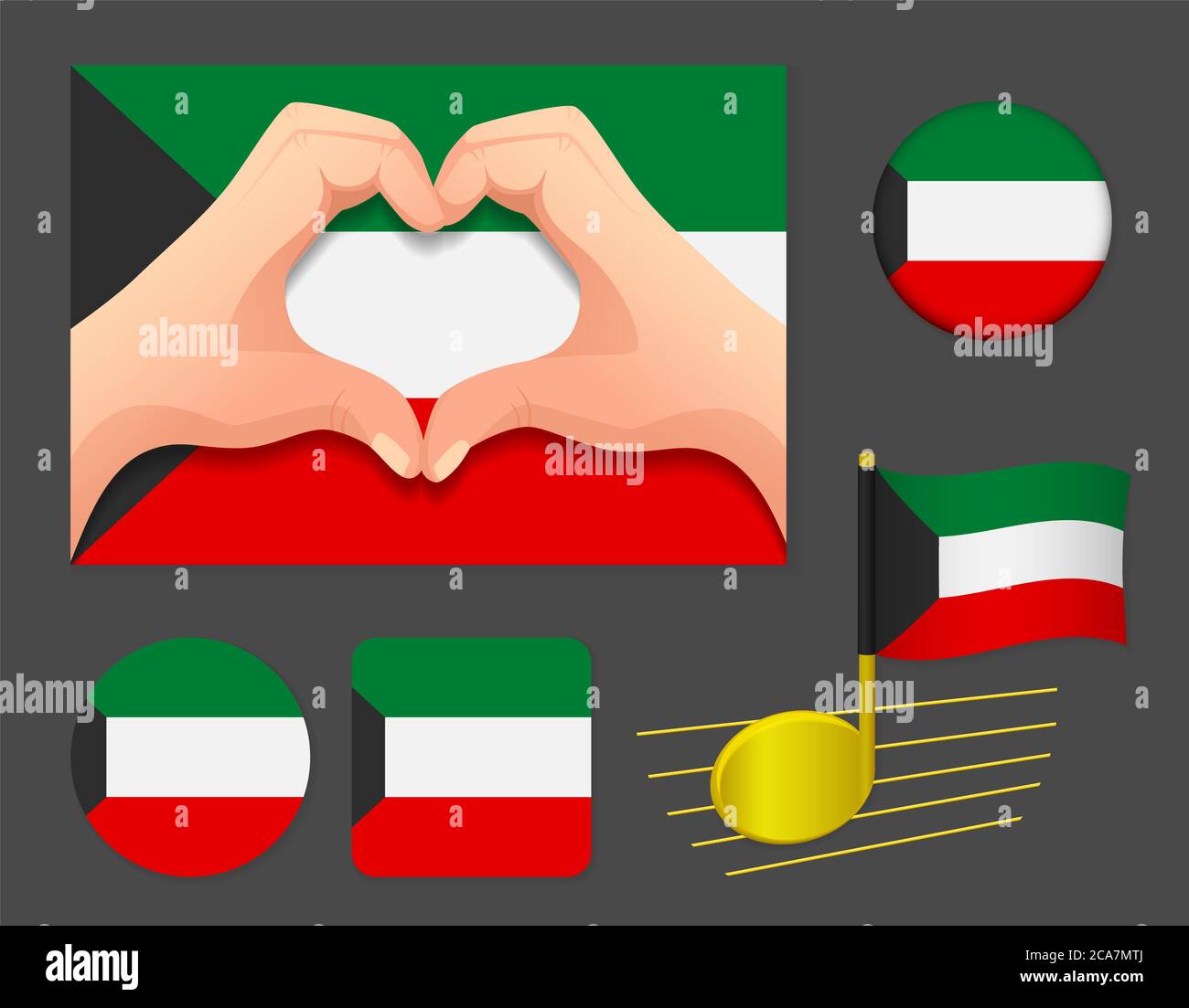 Kuwait flag icon. National flag of Kuwait illustration Stock Photo - Alamy