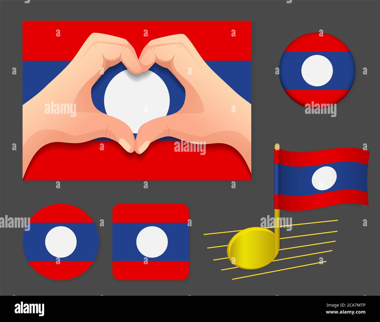 Laos flag icon. National flag of Laos illustration Stock Photo - Alamy