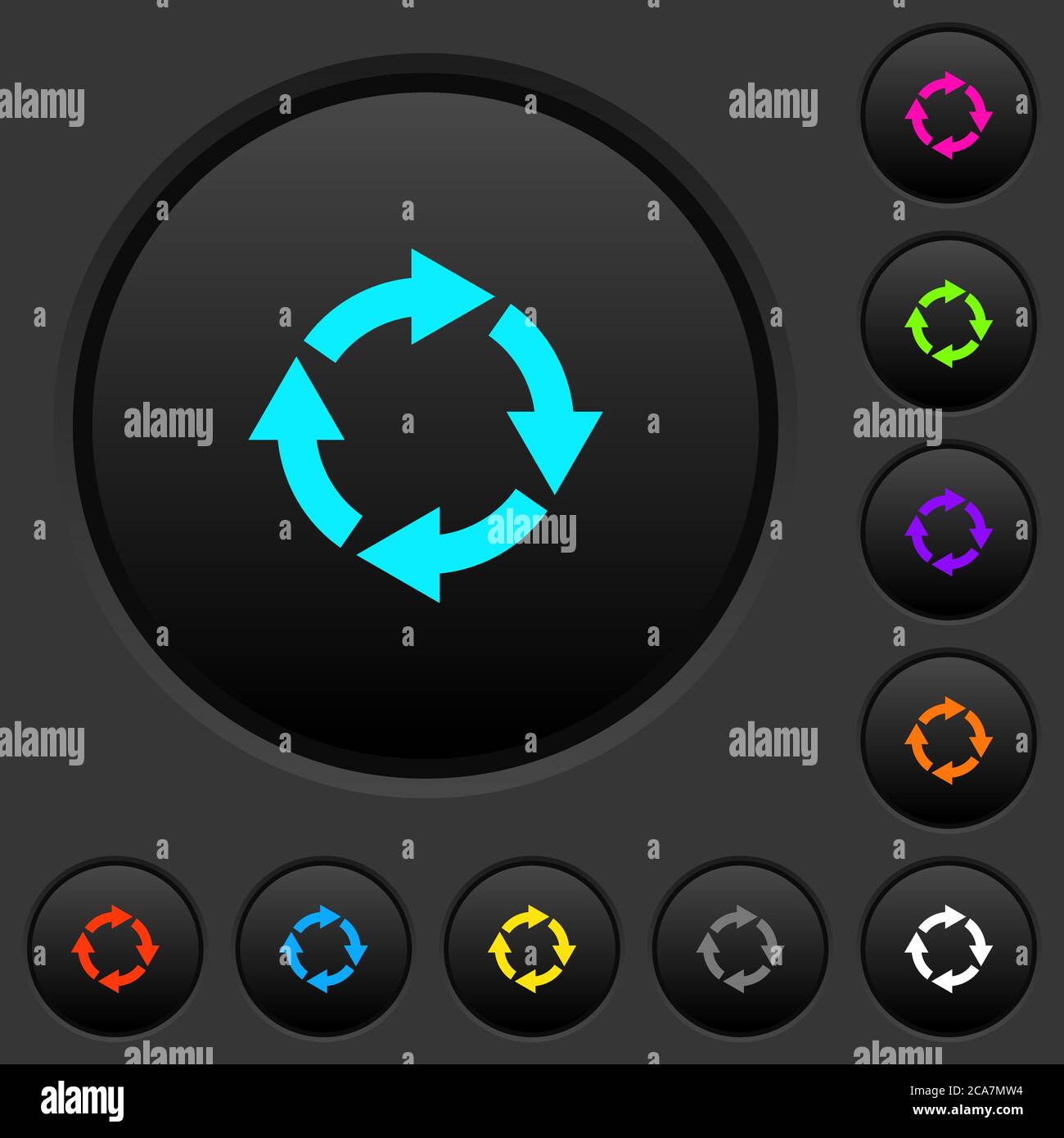 Rotate right dark push buttons with vivid color icons on dark grey ... Rotate right dark push buttons with vivid color icons on dark grey ...