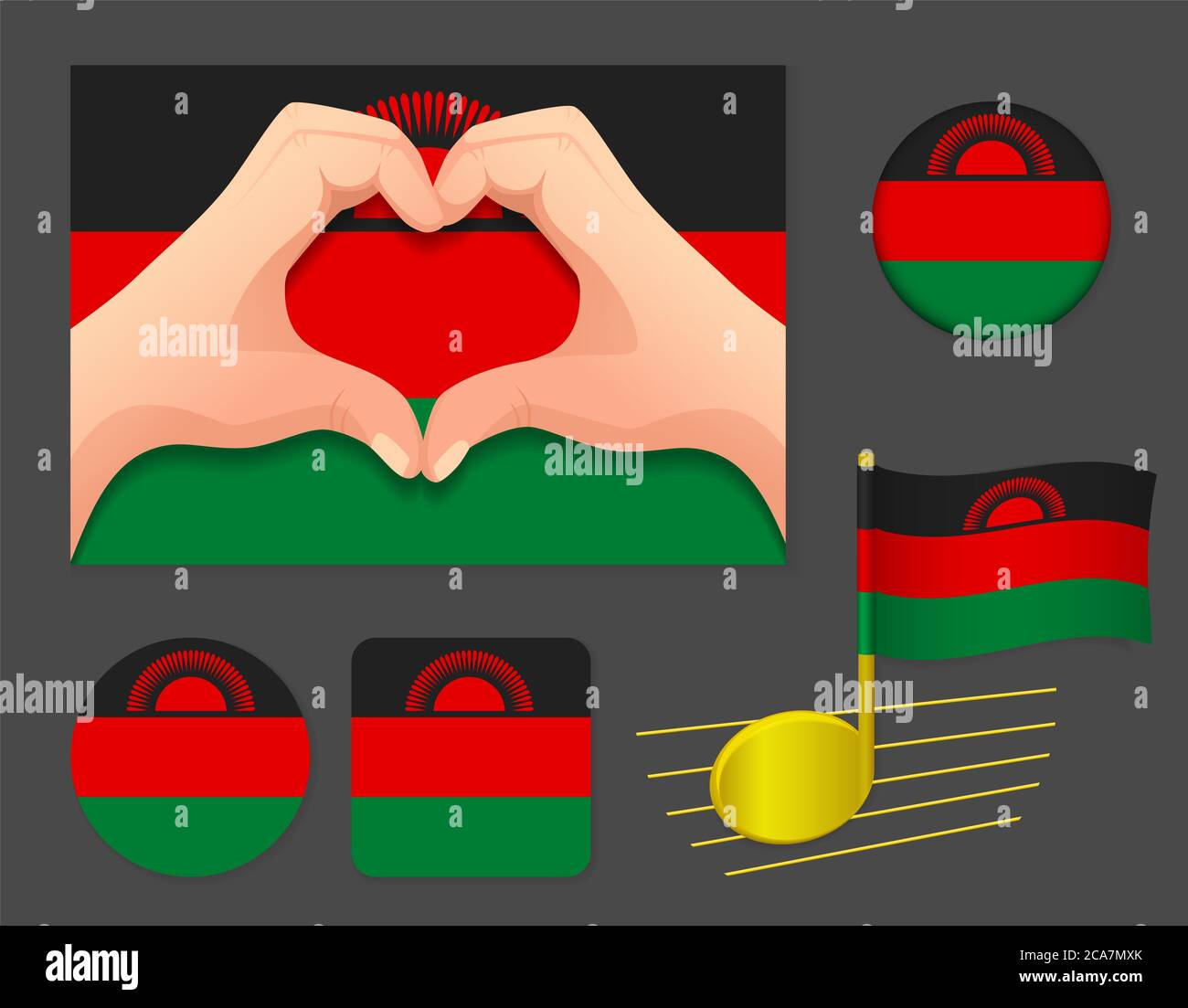 Malawi flag icon. National flag of Malawi illustration Stock Photo - Alamy