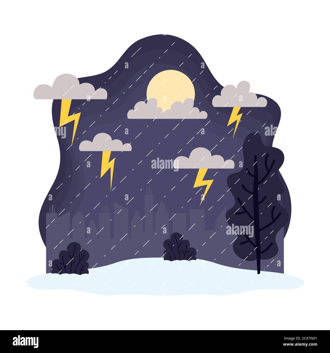 rainy storm climate weather scene vector illustration design Stock ...