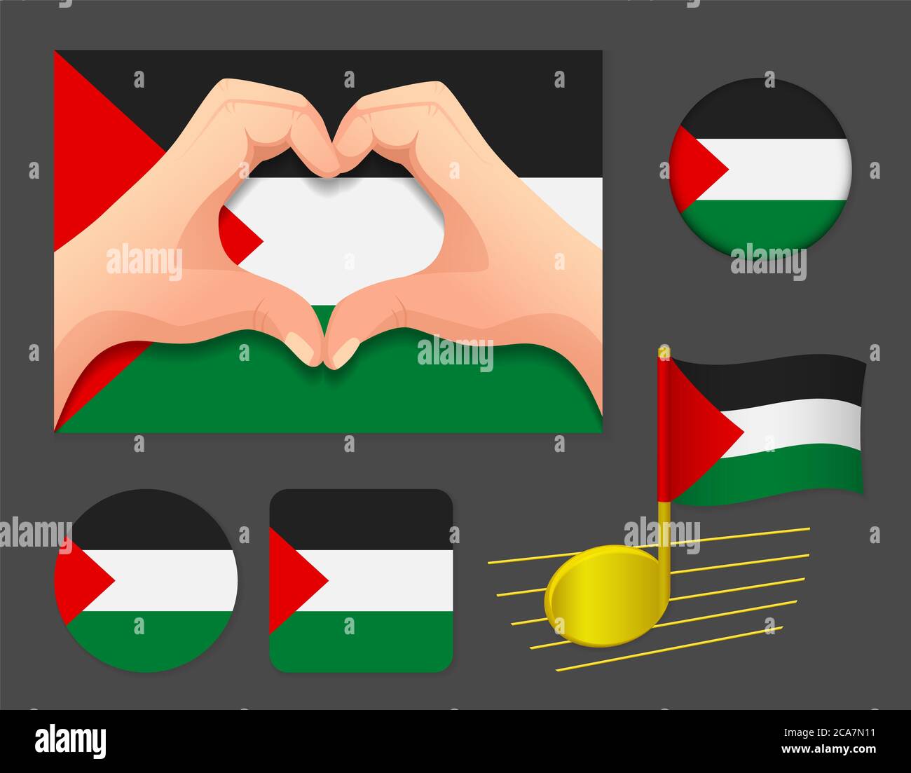 Palestine flag icon. National flag of Palestine illustration Stock ...
