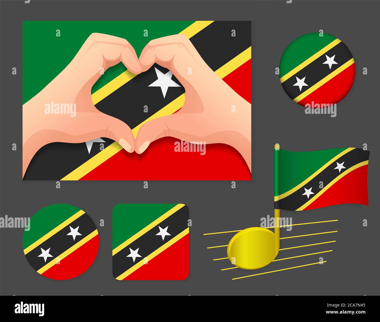 Saint Kitts and Nevis flag icon. National flag of Saint Kitts and Nevis ...