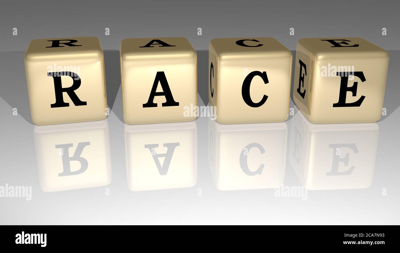 3D representation of Race with icon on the wall and text arranged by ...
