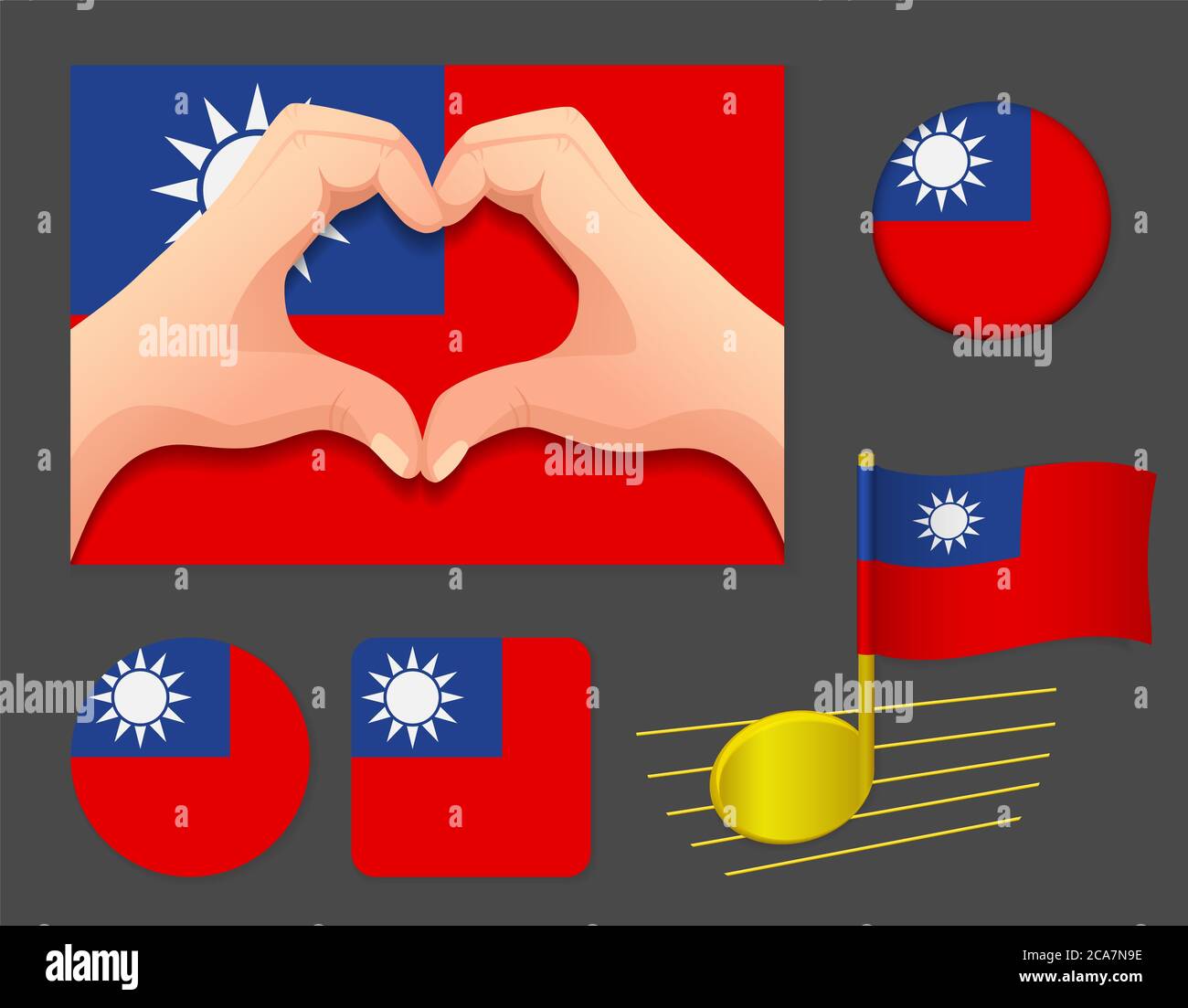 Taiwan flag icon. National flag of Taiwan illustration Stock Photo - Alamy