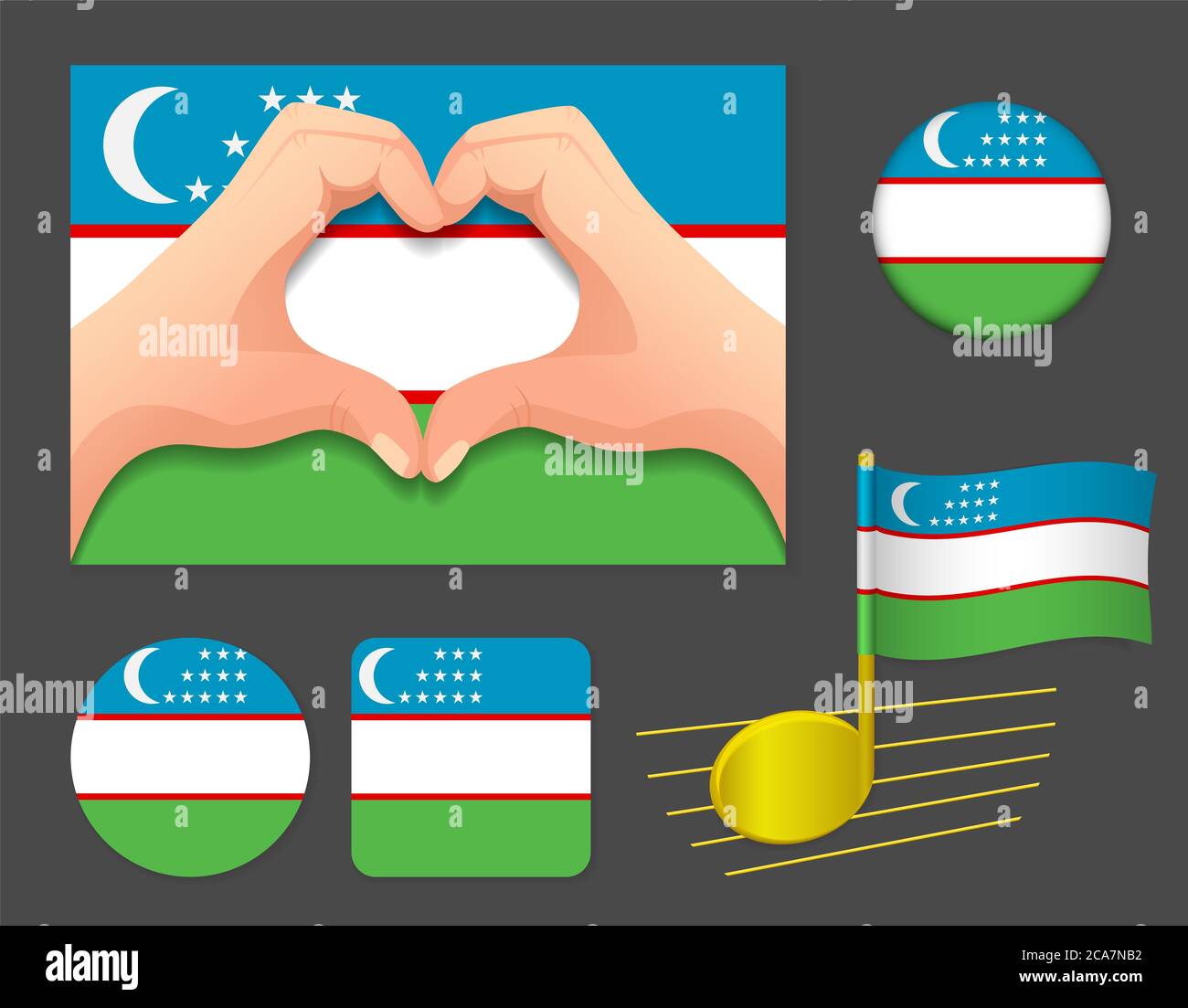 Uzbekistan flag icon. National flag of Uzbekistan illustration Stock ...