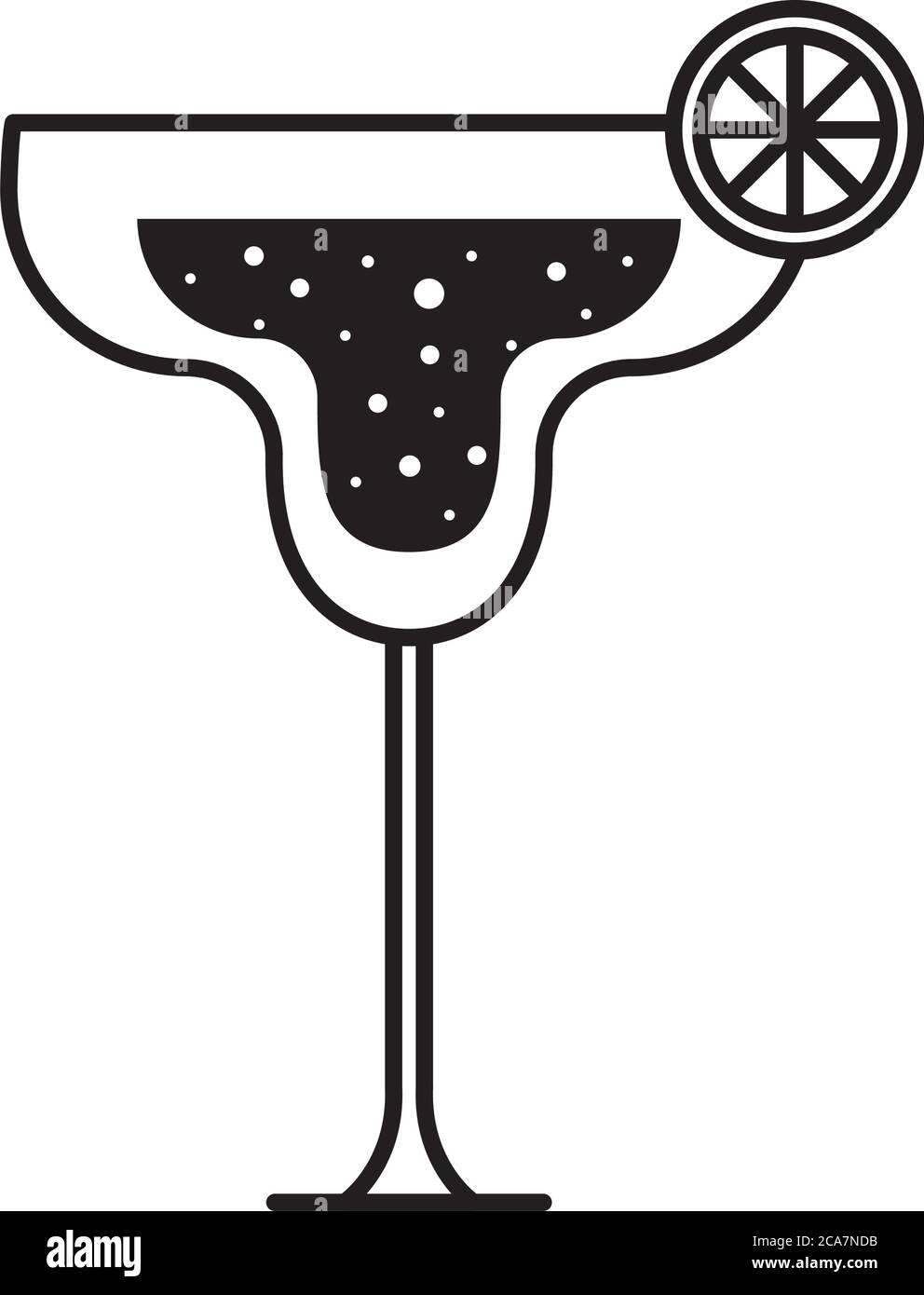 margarita cocktail glass cup with lemon silhouette style icon design, Alcohol drink bar and ...