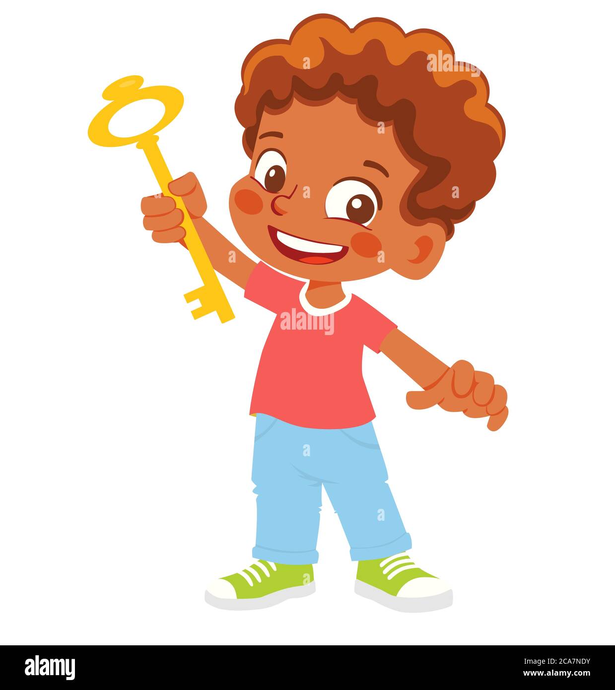 African American Boy holds key. Idea or solution concept Stock Photo ...