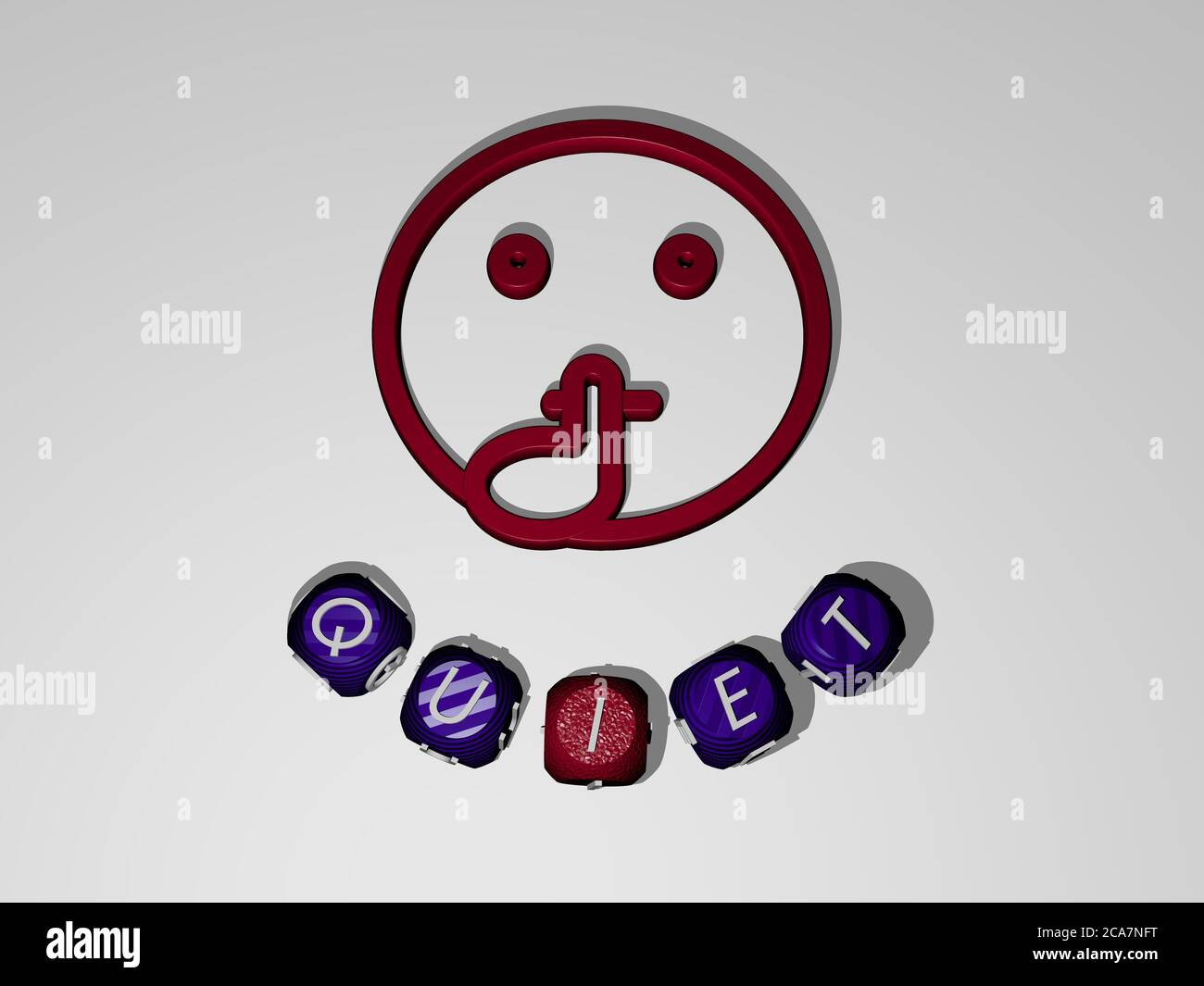 3D representation of quiet with icon on the wall and text arranged by ...