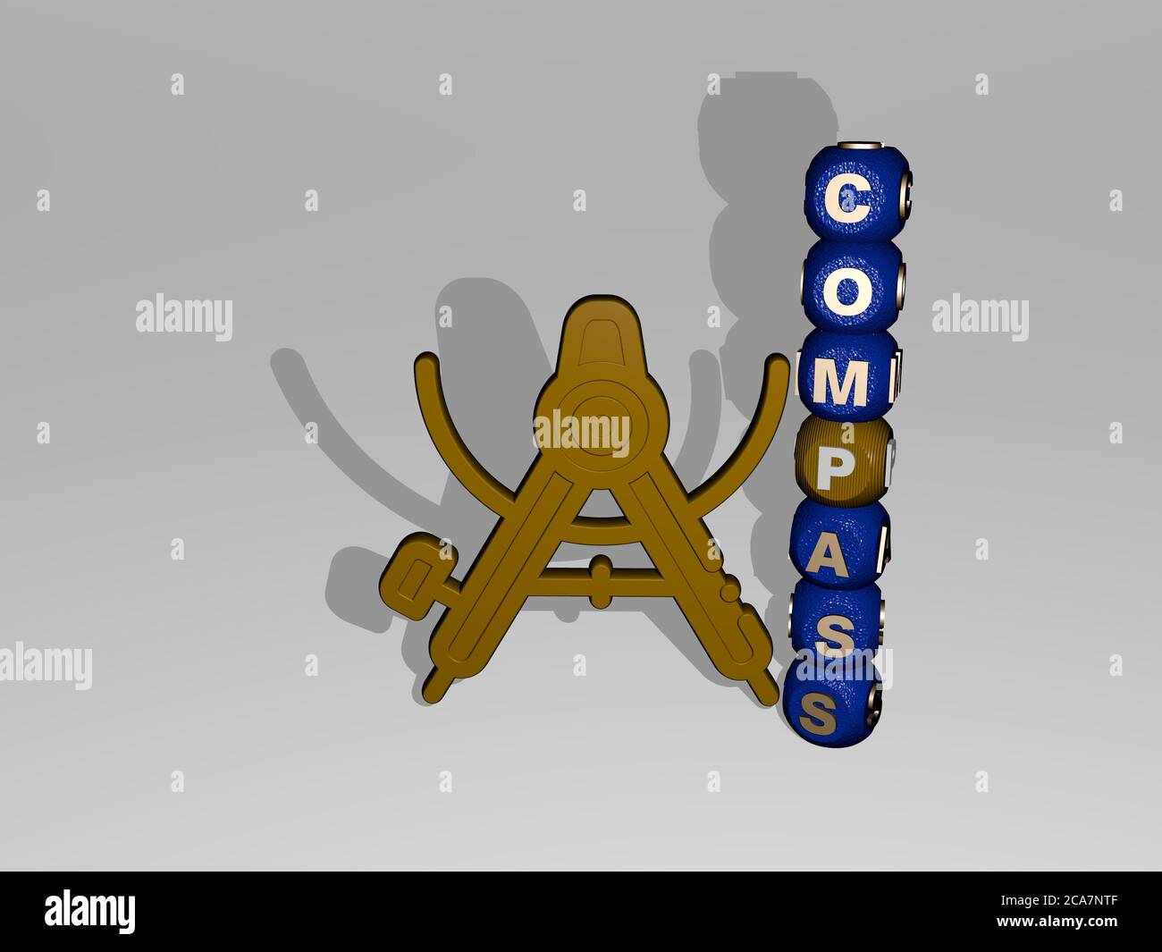 3D graphical image of COMPASS vertically along with text built around ...