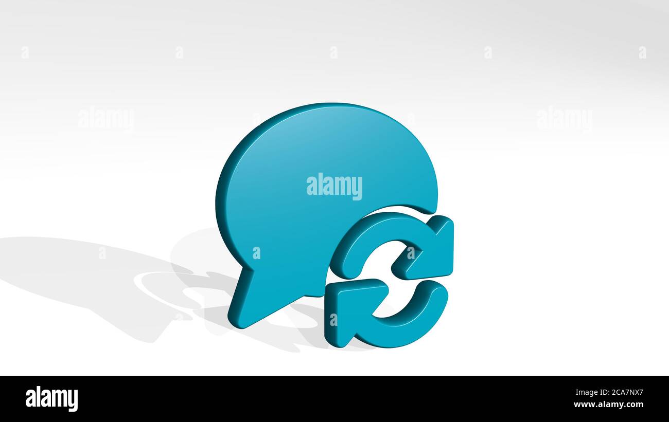 messages bubble sync made by 3D illustration of a shiny metallic ...