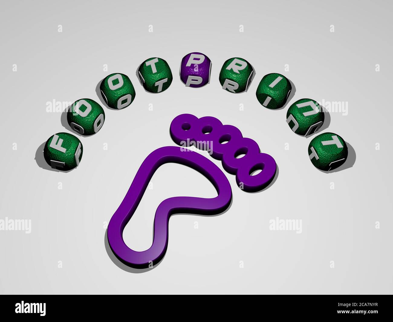 3D graphical image of footprint vertically along with text built around ...