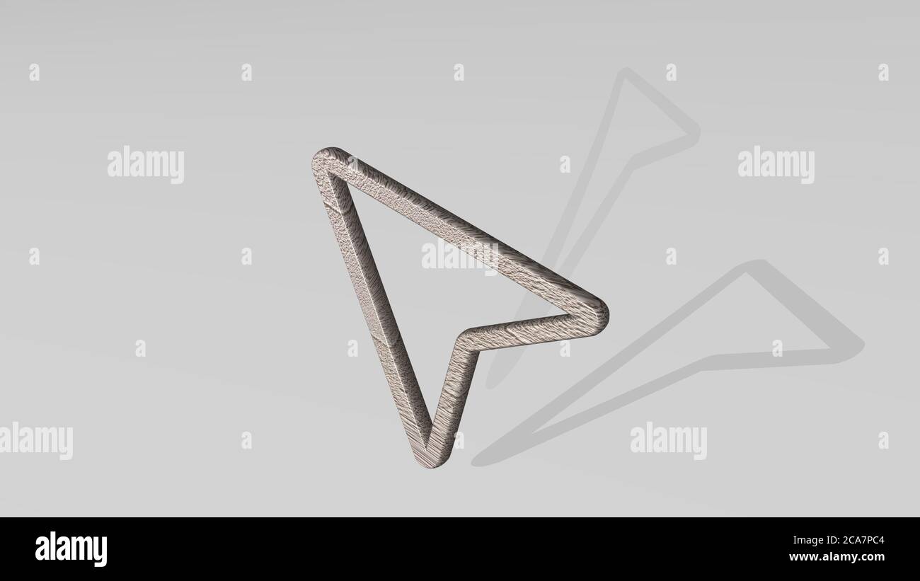 cursor casting shadow with two lights. 3D illustration of metallic ...