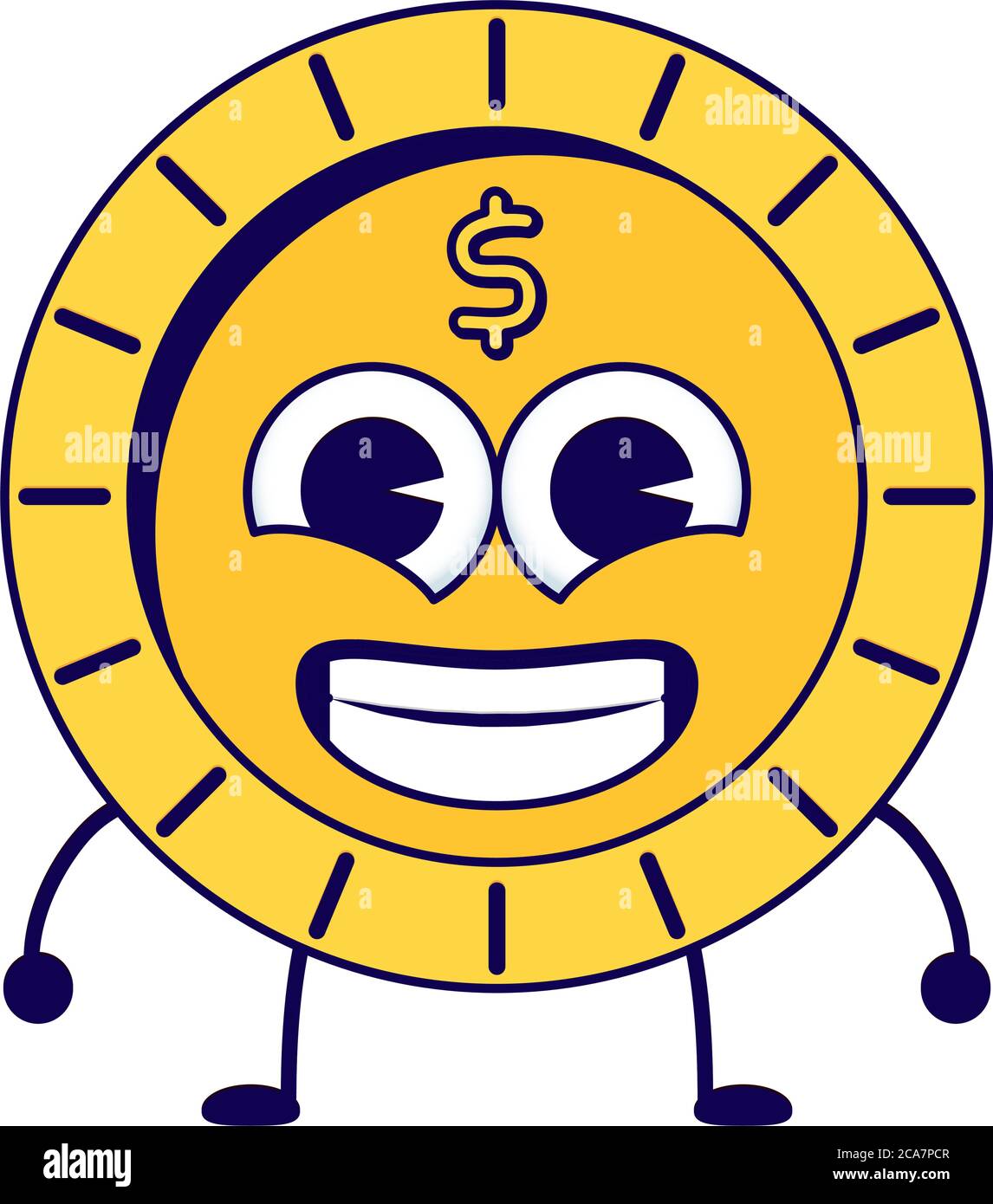 coin money dollar emoticon kawaii character vector illustration design ...